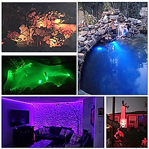 Spotlight for Yard, Color Changing Pond Lights IP68 Waterproof Underwater Landscape Lights Outdoor Spot Lights, Remote Control Multi-Color Dimmable Adjustable Garden Light with Spiked Stand, 4 in Set