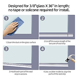 1 Pack Shower Door Bottom Seal POZIA-36(914mm) Long,1/2"(12mm) Thick,Frameless Glass Shower Door Seal Strip Clear Polycarbonate Durable Stop Shower Leaks and Create a Water Barrier Ultra Clear