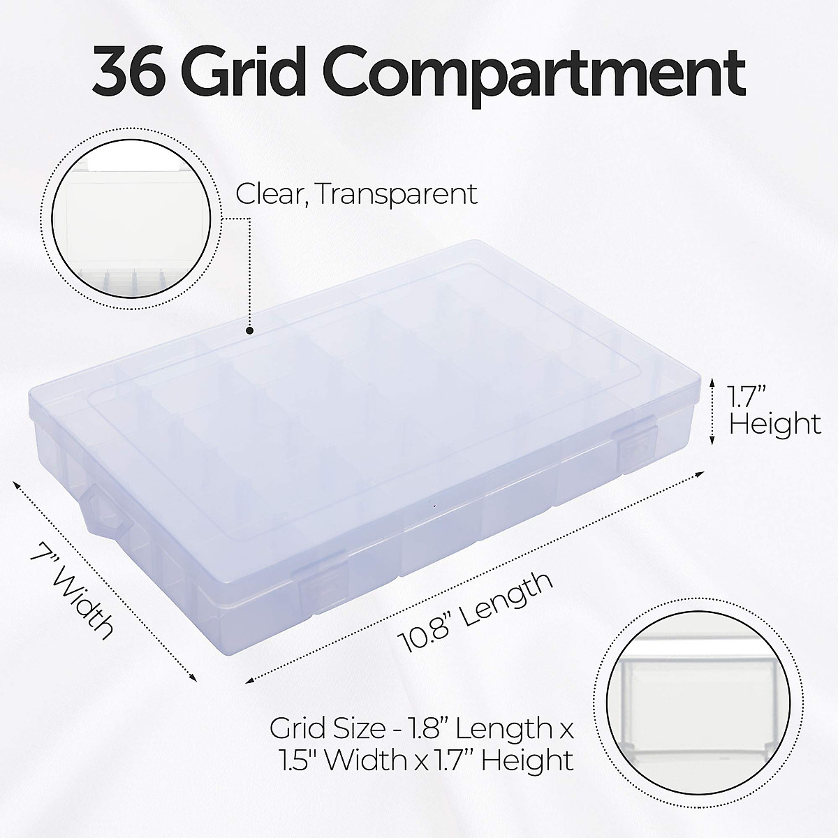 Outdoor 360 Plastic Organizer Box with Dividers 2 pack - 36 Compartment Organizer - Bead Organizer - Best for Bead Storage, Felt Board Letters, Fishing Tackle, Loom Bands (2)