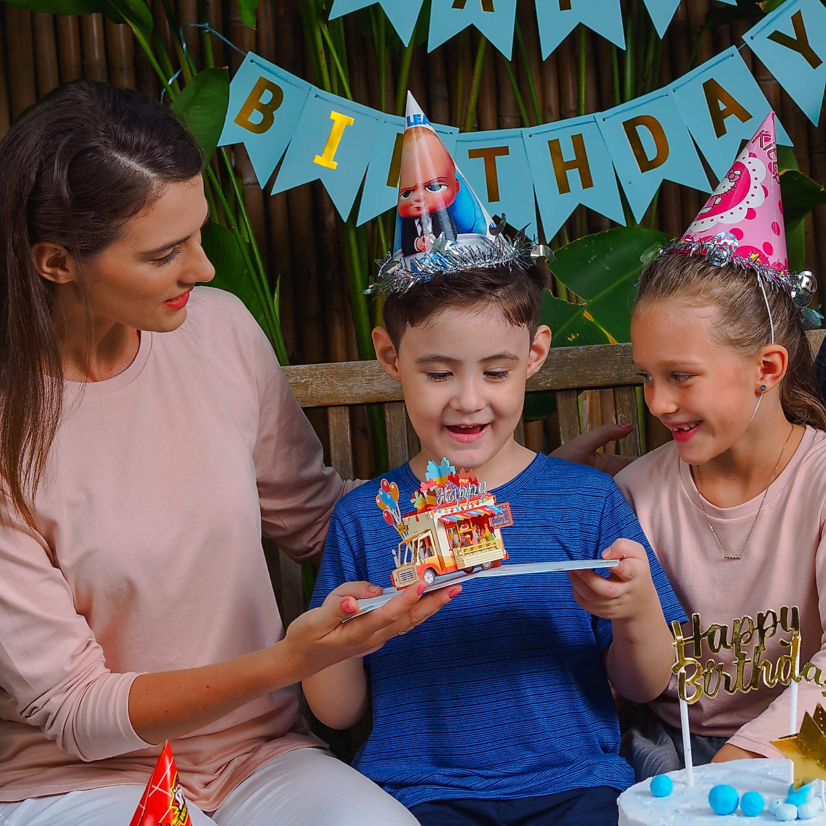 Paper Love Happy Birthday Ice Cream Truck Pop Up Card, For Adults and Kids - 5"x7" Cover - Includes Envelope and Note Tag