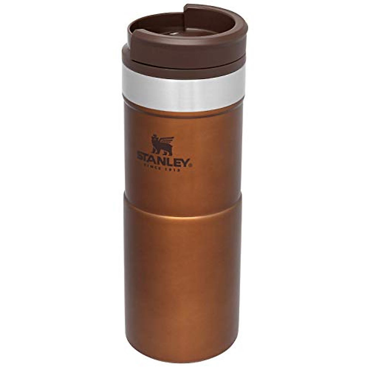 Stanley NeverLeak Travel Mug .35L / 12OZ Maple – Leakproof - Tumbler for Coffee, Tea & Water - BPA FREE - Stainless-Steel Thermo Cup - Rotating lid covers drink when closed - Dishwasher Safe