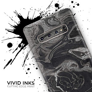 DesignSkinz Black & Silver Marble Swirl V6 Protective Vinyl Decal Wrap Skin Cover Compatible with The Samsung Galaxy S20 (Screen Trim & Back Glass Skin)