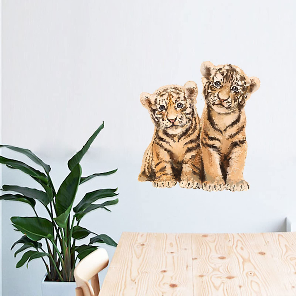 RoyoLam Little Tiger Brothers Wall Decal Nursery Jungle Animal Wall Sticker Removable Peel and Stick Waterproof Wall Art Decor Stickers for Kids Baby Classroom Living Room Playing Room Bedroom