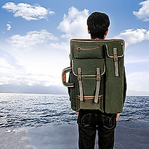 Tanchen 4K Canvas Artist Portfolio Carry Shoulder Bag Multifunctional Drawboard Bags for Drawing Sketching Painting (Army Green)