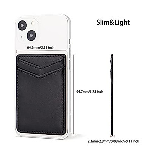 Fulgamo 2Pack Phone Wallet,Leather Phone Card Holder Adhesive Stick On Credit Card Pocket for Back of Phone Case iPhone and Android-Black