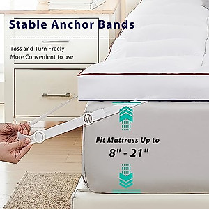Timimi Mattress Topper Queen - Cooling Pillow Top Mattress Topper Queen Size Extra Thick Plush Bed Topper Down Alternative Overfilled Soft Mattress Pad for Back Pain
