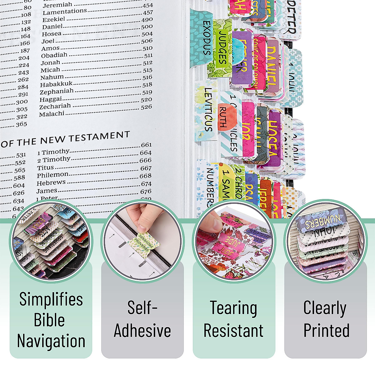 Mr. Pen- Bible Tabs, 3 Different Design, 222 Tabs, Bible Journaling Supplies, Bible Tabs Old and New Testament, Bible Tabs for Women, Bible Book Tabs, Bible Study Supplies, Tabs for Bible