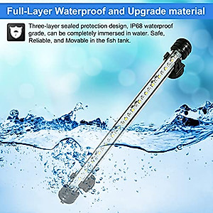 VARMHUS Submersible LED Aquarium Light,Fish Tank Light with Timer Auto On/Off Dimming Function,3 Light Modes Dimmable White-Blue,10 Brightness Levels Optional&3 Levels of timed Loop Function 7.5''