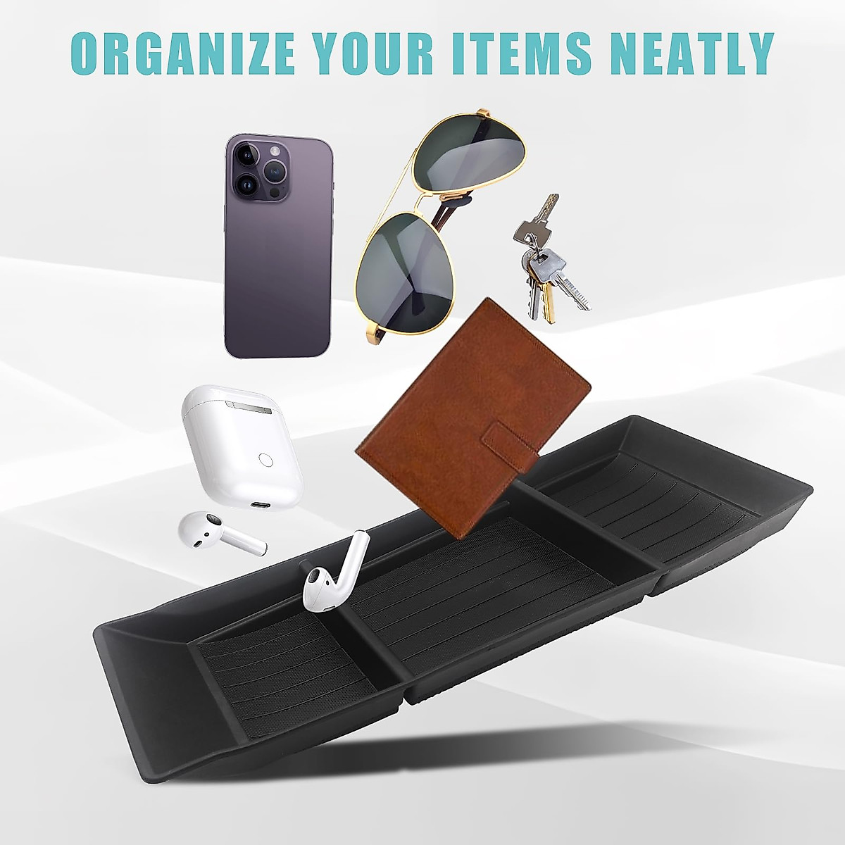 BestEvMod Lower Center Console Organizer Tray Storage Box Armrest Accessories TPE Material Compatible with Chevy Bolt EV 2017-2019&2021-2024 Bolt EUV 2022-2024 Accessories