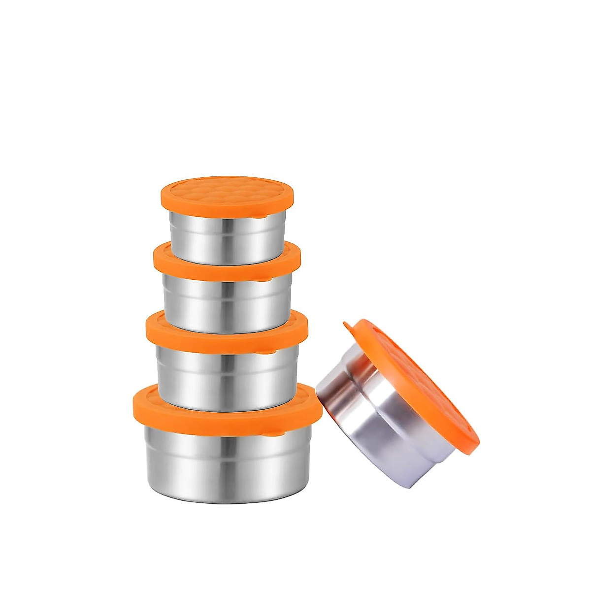 Stainless Steel Containers w/Lids, Set of 5 (3oz, 6oz, 12oz, 20oz, 30oz), Leak-proof Food Storage, Nesting Snack Organizer, Reusable Airtight Lunch Bento Box