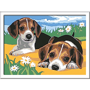 Ravensburger CreArt Jack Russell Puppies Paint by Numbers Kit for Kids - Painting Arts and Crafts for Ages 7 and Up