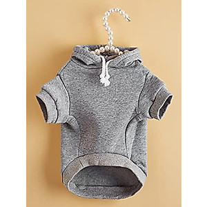 QWINEE Basic Dog Hoodie, Dog Warm Jacket, Cat Apparel, Dog Shirt, Dog Clothes for Puppy Kitten Small Medium Dogs Cats Light Grey X-Large