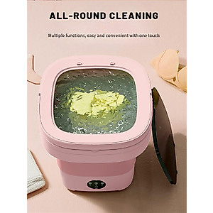 Portable washing machine,Mini Washer,11L upgraded large capacity foldable Washer.Deep cleaning of underwear, baby clothes and other small clothes.Suitable for apartments, dormitories, hotels. (Pink)