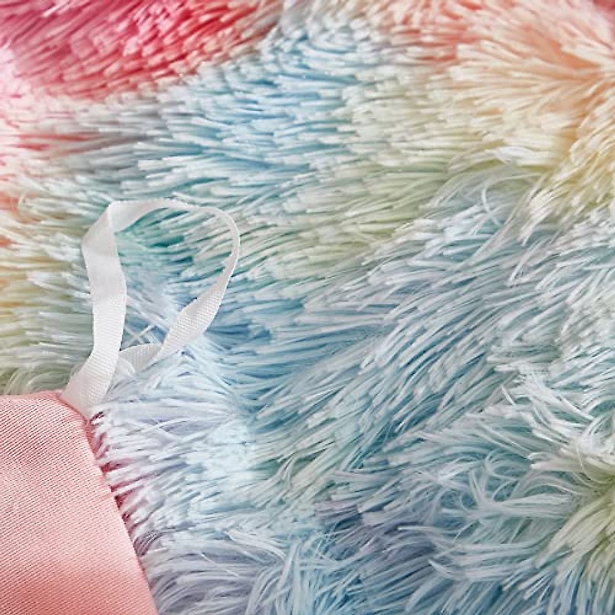 Yaoshuho Plush Fluffy Duvet Cover King Size Luxury Ultra Soft Shaggy Duvet Cover Set Faux Fur Comforter Bedding Set(1 Duvet Cover + 2 Pillow Shams), Rainbow