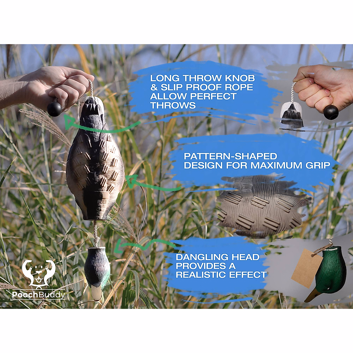 Pooch Buddy Duck Bumper Toy for Training Hunting Dogs, The Bird Dummy Teaches Mallard and Waterfowl Game Retrieval - Duck Scent Compatible - Suitable for Puppies or Adult Hunting Dogs