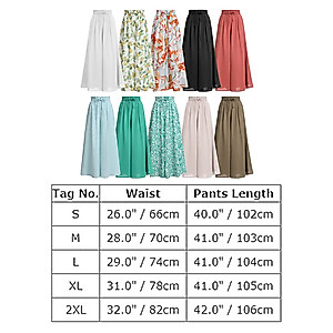 ODIZLI Flowy Beach Pants for Women Wide Leg Pants for Women Petite Length Palazzo Pants for Women High Waisted Beach Long Trousers Loose Fit Boho Pants Wrap Around Pants Gaucho Pants Black XL
