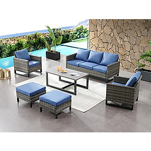 HUMMUH Patio Chairs Set of 2 PE Wicker Outdoor Dining Chairs High Back Deep Seating Porch Chairs with 4inch Seat Cushions