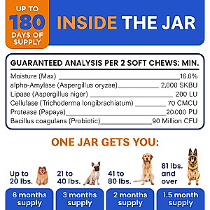 BARK&SPARK Dog Probiotics & Digestive Enzymes (Gut Health) Allergy & Itchy Skin - Pet Diarrhea Gas Treatment Upset Stomach Relief, Digestion Health Prebiotic Supplement Tummy Treat (180Ct Chicken)