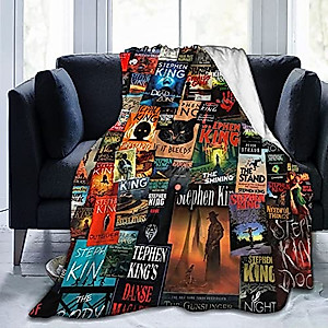 The Full Collection of Stephen King Books Flannel Blanket Lightweight Cozy Bed Blankets Soft Throw Blanket Fit Couch Sofa Suitable for All Season60 X50