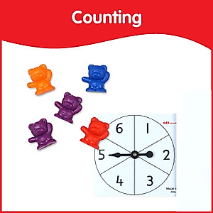 edxeducation Counting Bears with Matching Bowls - Early Math Manipulatives - 68pc Set - 60 Bear Counters, 6 Bowls & 2 Game Spinners - Home Learning