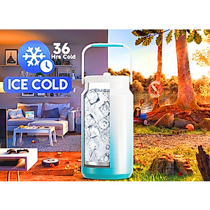 Meoky 50 oz Tumbler with Handle, Stainless Steel Vacuum Insulated Water Bottle, Keeps Cold for 36 Hours, 100% Leak Proof, BPA-free, Non-slip Base (Azure)