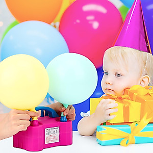 RUBFAC Balloon Pump Electric, Portable Balloon Blower Machine 110-120V 600W Air Balloon Inflator with Balloon Accessories for Balloons Decoration Birthday Parties Baby Showers Weddings (Red)