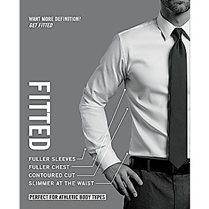 Van Heusen Men's Dress Shirt Fitted Poplin Solid, White, 16" Neck 32"-33" Sleeve