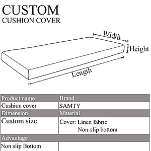 Custom Size Bench Cushion Cover Indoor Window Seat Cushions Non Slip Rectangle Kitchen Settee Pad Slipcovers (only Cover)