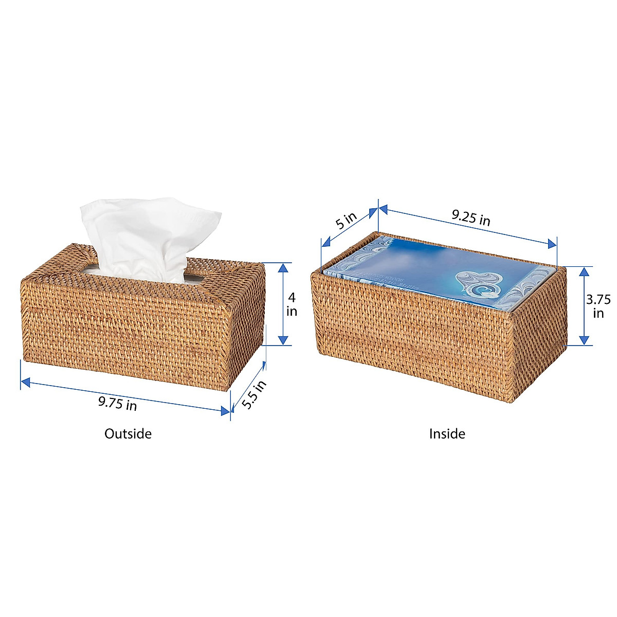 Kouboo Loma Rectangular Rattan Tissue Box Cover (Brown)