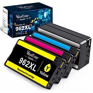Valuetoner Supply Remanufactured 962XL Ink Cartridges Combo Pack Replacement for HP 962XL 962 XL for OfficeJet Pro 9015 9010 9025 9020 9018 9012 9028 Printer (Black, Cyan, Magenta, Yellow)
