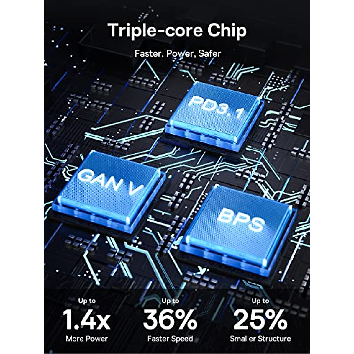 Baseus USB C Charger, 140W Wall Charger PD 3.1 with 3.3ft USB C to C Cable, 3-Port GaN5 Charger for Laptops, iPad, iPhone 14/13 Series, Galaxy, MacBook Pro 16'', Steam Deck, Black