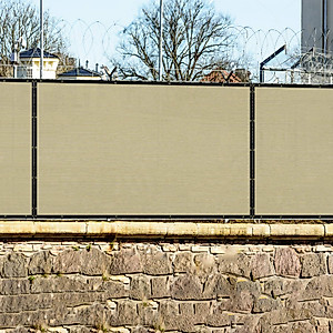 Windscreen4less Privacy Fence Screen Heavy Duty Windscreen Fencing Mesh Fabric Shade Net Cover with Brass Grommtes for Outdoor Wall Garden Yard Pool Deck, 6'x50' Beige