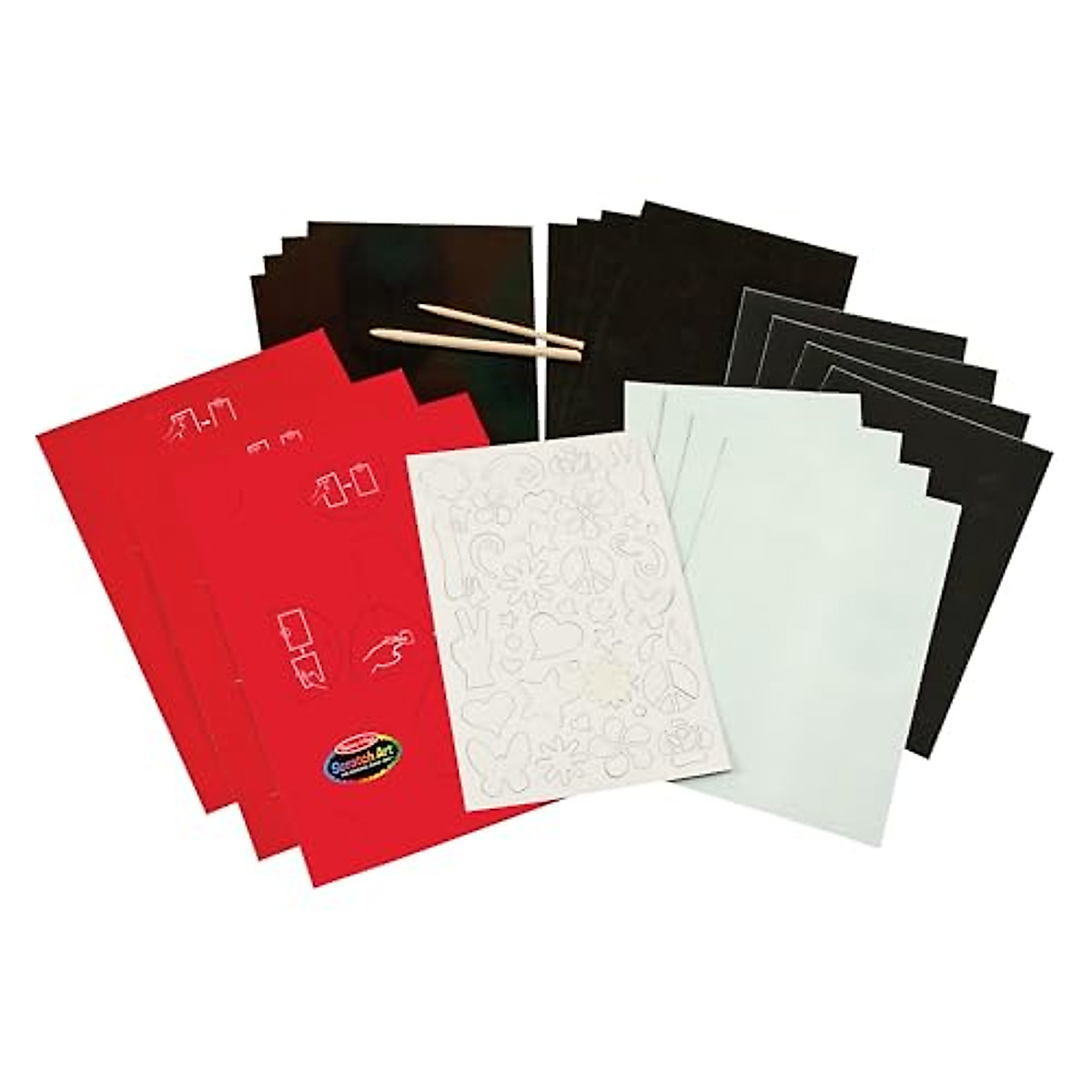 Melissa & Doug Deluxe Combo Scratch Art Set: 16 Boards, 2 Stylus Tools, 3 Frames - FSC Certified