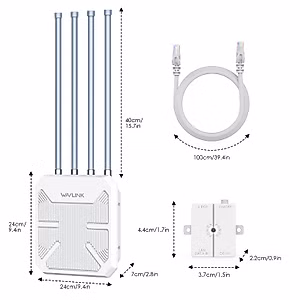 WAVLINK Outdoor WiFi 6 Wireless Access Point, AX1800 WiFi 6 Extender Long Range, Support Active PoE, 4x8dBi Antennas,Work with Starlink/Repeater/Router,IP67,Up to 128 Devices for Farm,Yard,RV,Campsite