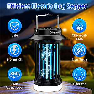 PALONE Bug Zapper for Outdoor Indoor, Mosquito Zapper Rechargeable Fly Killer, Portable Electric Fly Traps, Mosquito Killer, Insect Pest Control with LED Light for Backyard, Patio, Camping, Fishing