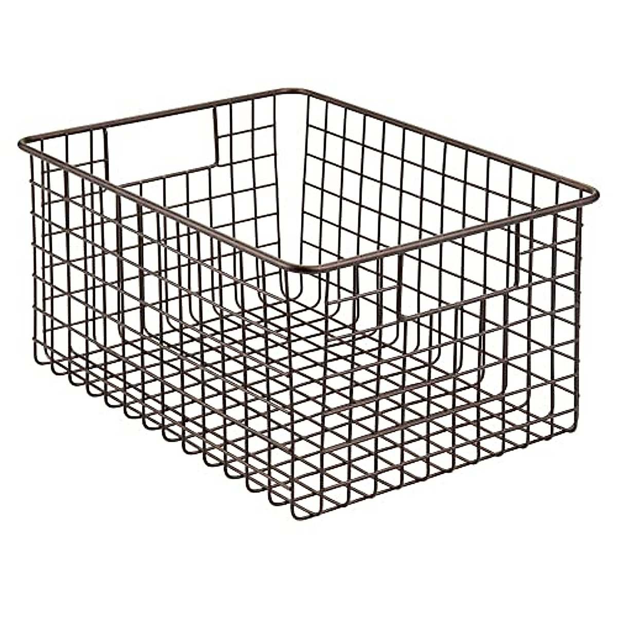 mDesign Metal Wire Closet Storage Basket Organizer with Handles for Organizing Bedroom, Bathroom, Mudroom, Entryway, Hallway, or Linen Closets - Concerto Collection - Bronze
