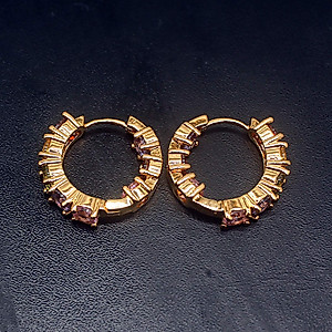 Women Silver Earrings Rose Gold Earring Garnet Peridot Amethyst Morganite Ideal Gift Choice (Rose gold earrings)