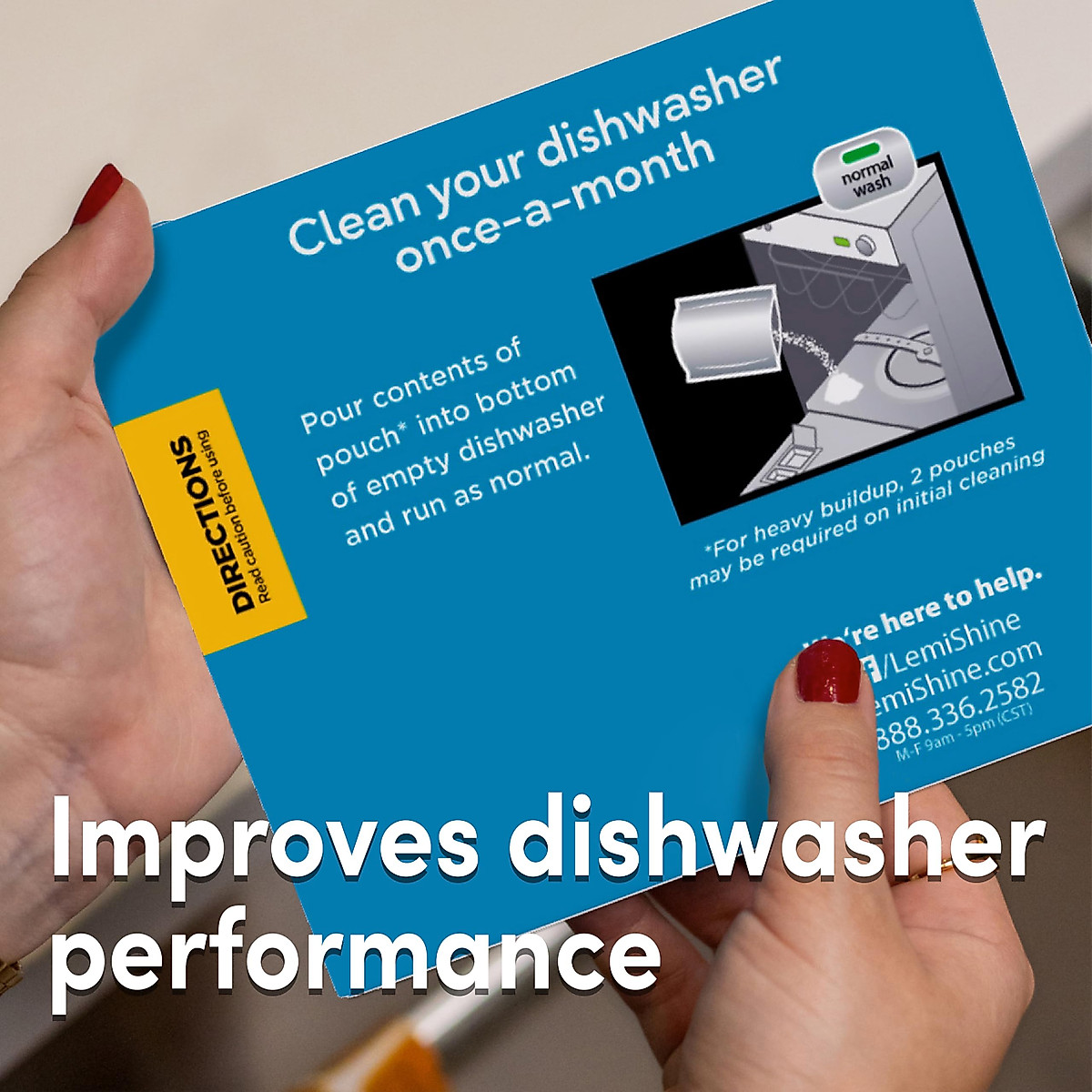 Lemi Shine Natural Dishwasher Cleaner Powered By Citric Acid | 100% Guaranteed Hard Water Cleaning Powder | Eco-Friendly Dishwasher Cleaner and Deodorizer With Fresh Lemon Scent (8 Count)