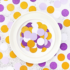 White Purple-Gold Party Decorations Confetti - 300pcs Glitter Graduation Mothers Day Table Confetti Woman Girl Birthday Party Decoration Bridal Baby Shower Wedding Paper Dot Lasting Surprise