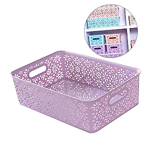 COHEALI 2pcs Box small plastic baskets plastic basket tray stackable organizer bins hollow clothes storage bins stackable basket stackable storage bins household purple drawer box