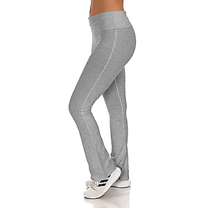 Simply Ravishing Cotton Fold Over Bootcut Yoga Pants (Size: XS-5X), Small, H. Grey