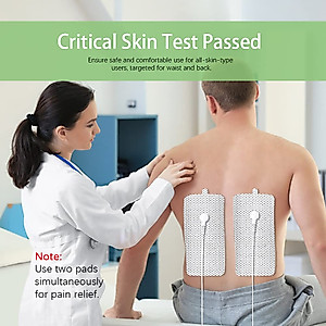 TENS Unit Replacement Pads Standard 3.5mm Snap-on 4 * 8" Large Reusable TENS Unit Pads Premium Non-Irritating TENS Pads Replacement Self-Adhesive Electrode Pads for Muscle Stimulator Therapy - 4Pcs