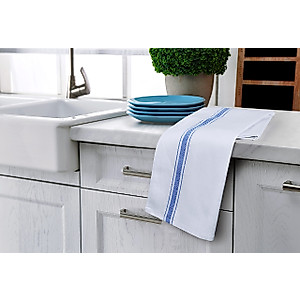Utopia Towels Dish Towels, 15 x 25 Inches, 100% Ring Spun Cotton Super Absorbent Linen Kitchen Towels, Soft Reusable Cleaning Bar and Tea Towels Set (12 Pack, Blue)