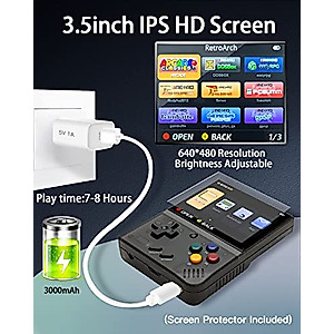 Miyoo Mini Plus,Retro Handheld Game Console with 64G TF Card,Support 10000+Games,3.5-inch Portable Rechargeable Open Source Game Console Emulator with Storage Case,Support WiFi.(Black)