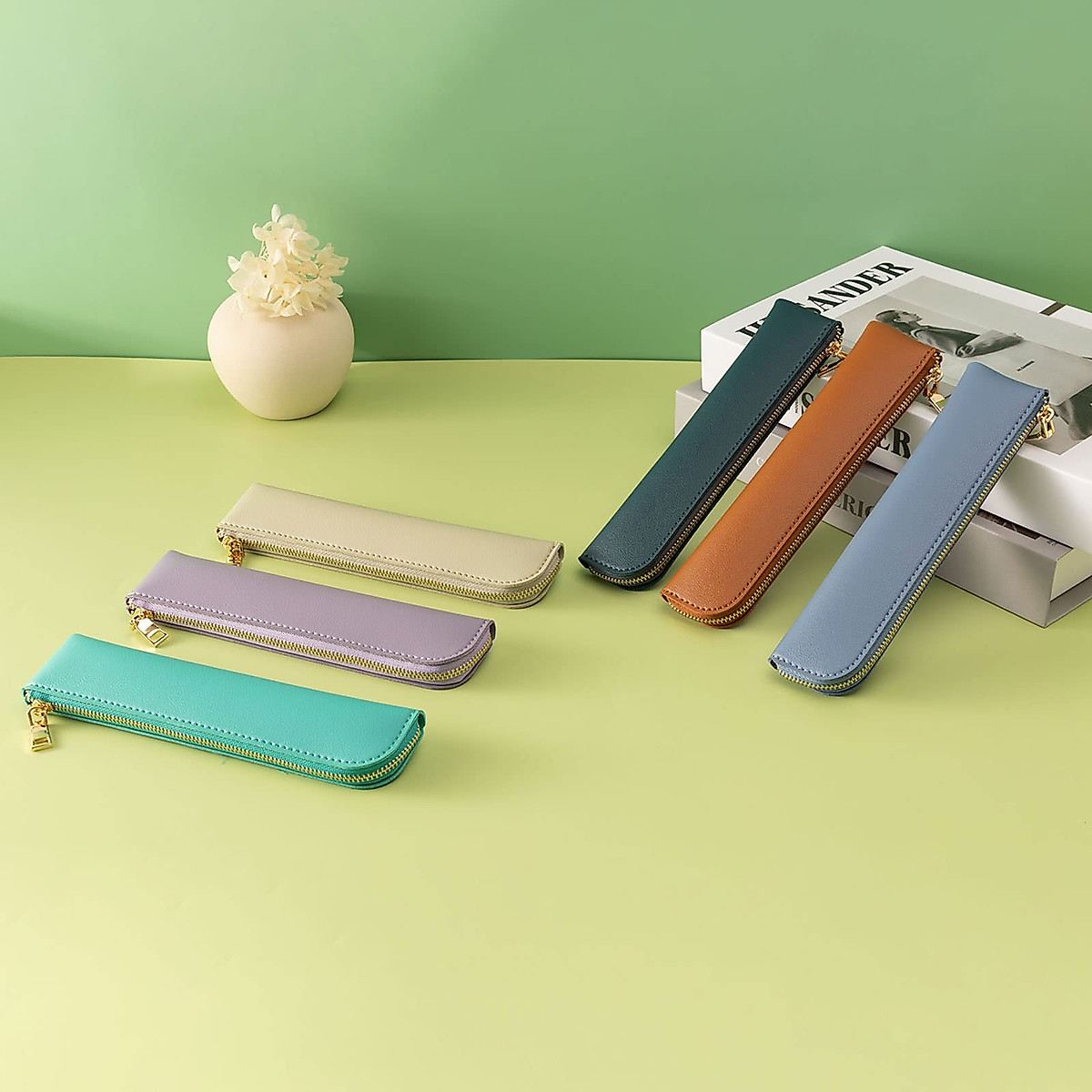 Sluxa Black pencil case, Small pencil pouch, School Accessories, Pen pouch for men with zipper.…