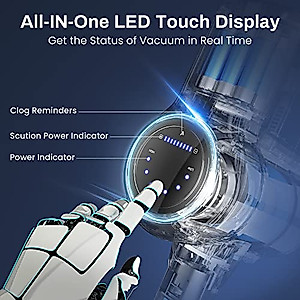 WnkimTech Cordless Vacuum Cleaner, 25Kpa Powerful Stick Vacuum for Hardwood Floor, 45 Min Rechargeable Battery, 6 in 1 Lightweight Upright Vacuum with LED Display for Pet Hair Carpet