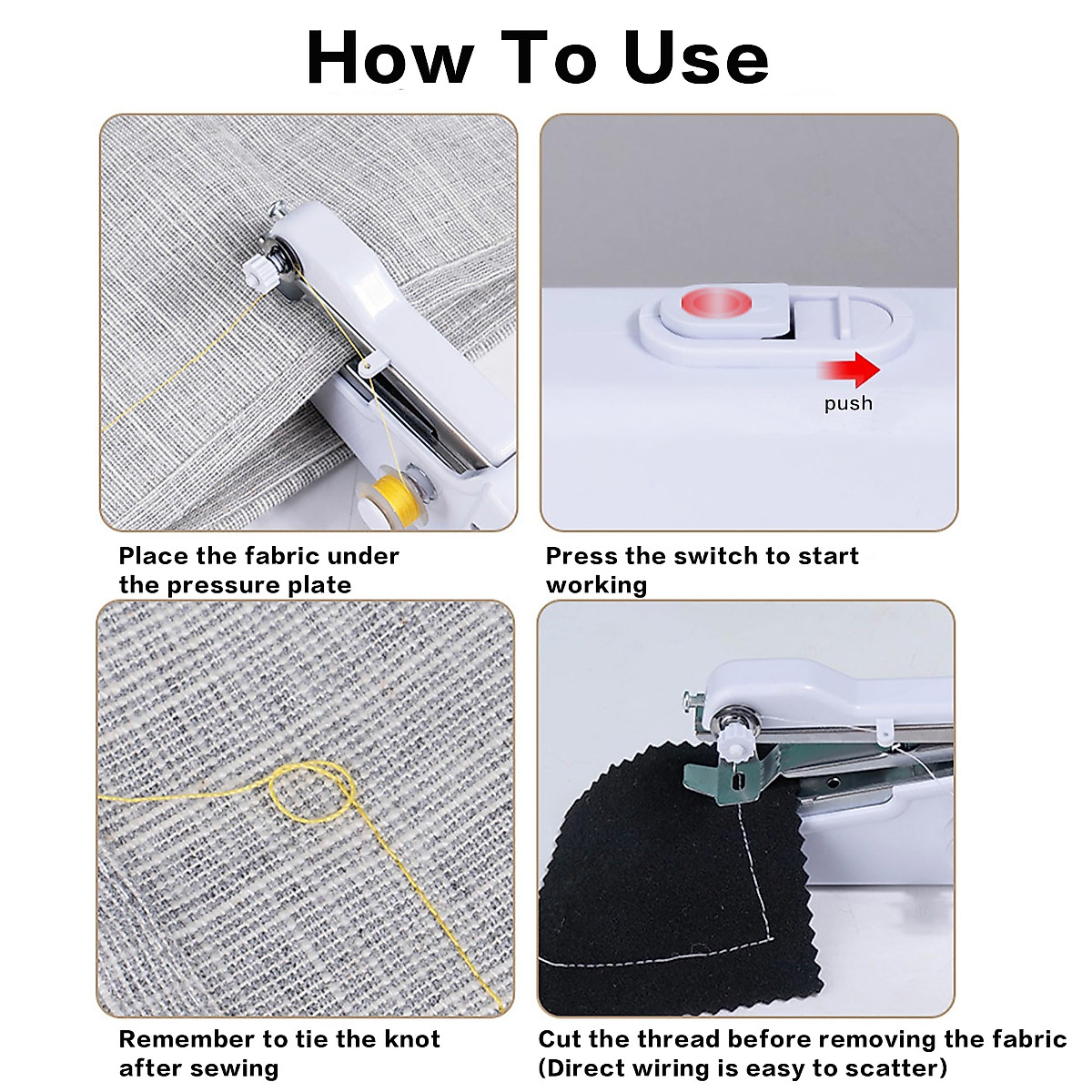 Handheld Sewing Machine, Quick Mini Sewing Machine, Cordless Portable Electric Sewing Machine with Sewing Accessories for Beginners, Suitable for Home Travel Clothes DIY
