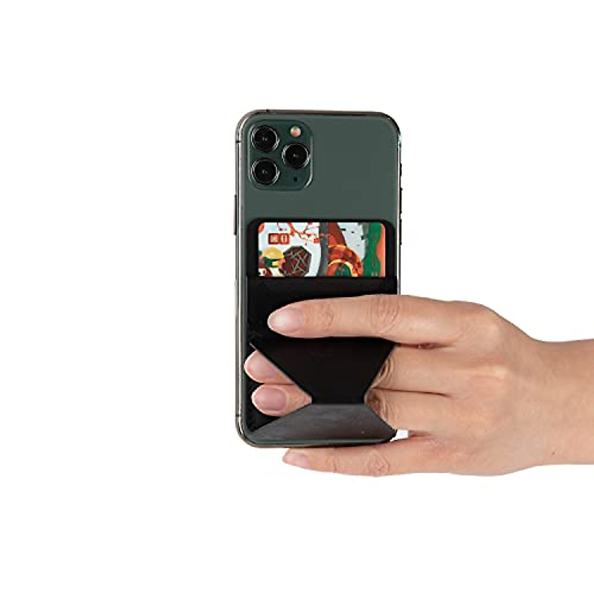 MOFT Cell Phone Stand with 2 Viewing Angles for Andriod, iPhone and All Smartphones, Repositionable, Residue-Free 3-in-1 Adhesive Wallet Stand (Pure Black)