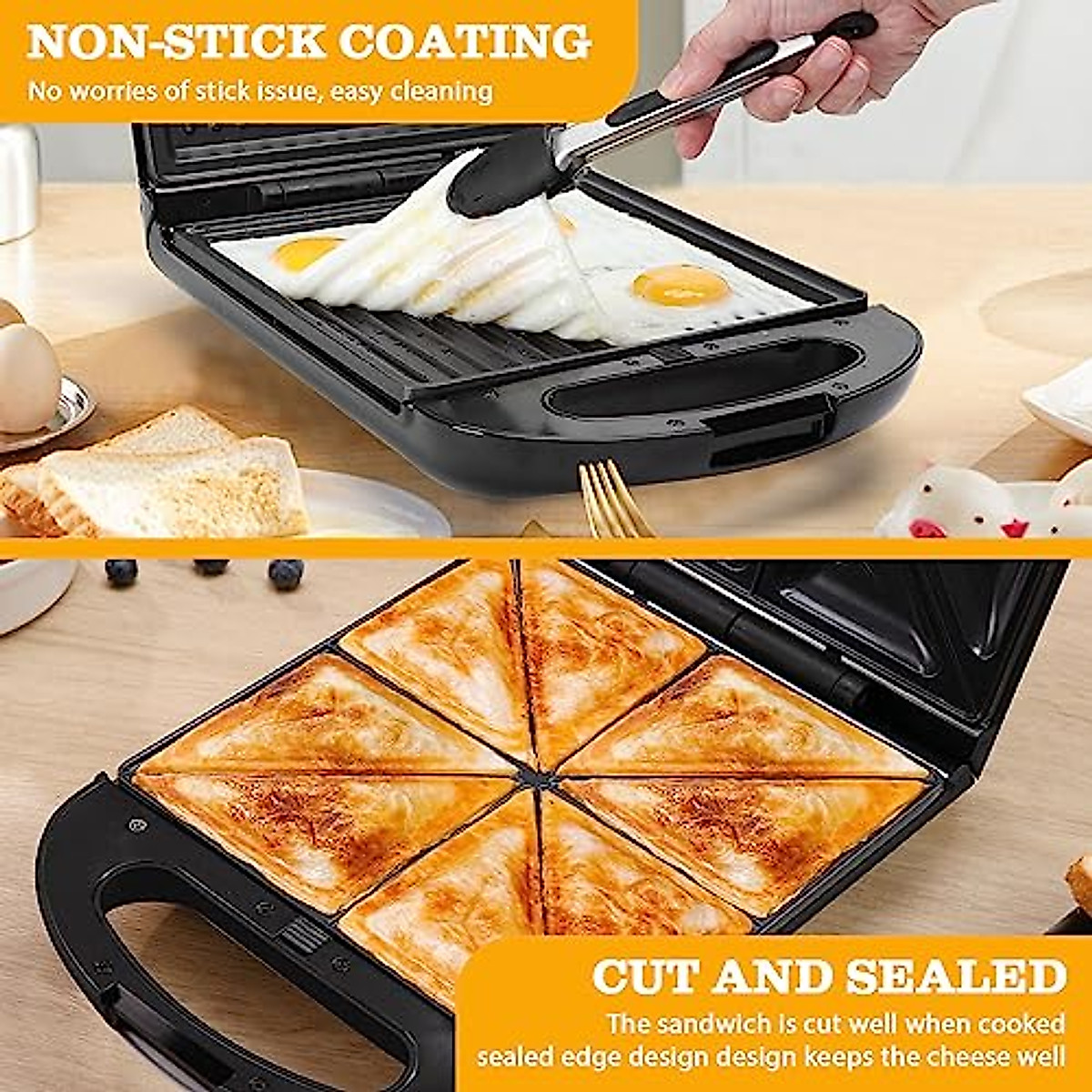 Sandwich Maker 3 in 1, Taylor Swoden 4 Slice Waffle Maker 1200W Panini Press Grill with Non-stick Plates, Double-Sided Heating, Indicator Lights, Cool Touch Handle, Easy to Use & Clean, Black