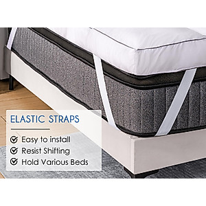 Marine Moon Twin XL Mattress Topper, Cooling Plush Bed Topper Soft Thick Pillow Top Mattress Toppers, 3 Inch Feather Down Alternative Pad Cover for College Dorm, Back Pain Relief, XL Twin 39" x 80"